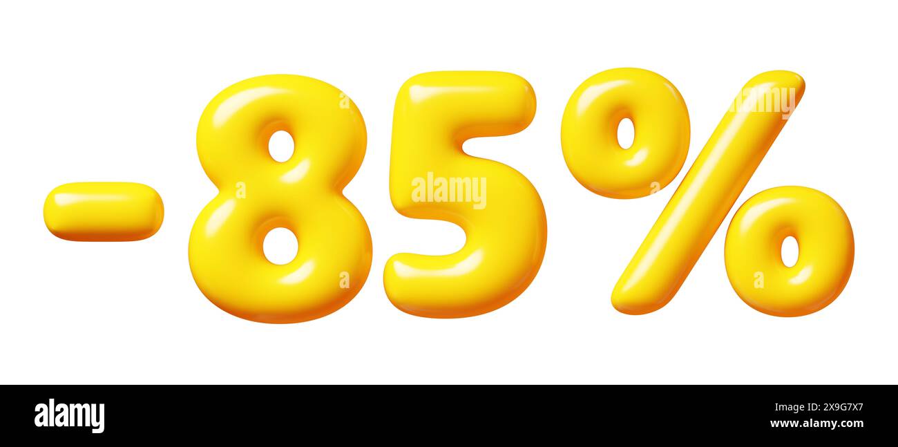 Balloon number minus eighty five percent sign for sale concept. 3d ...