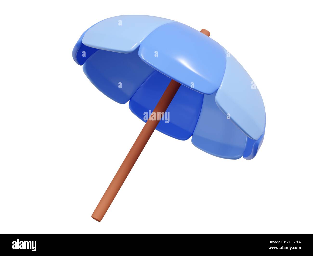 Blue beach umbrella 3d cartoon render for summer seashore vacation and ...