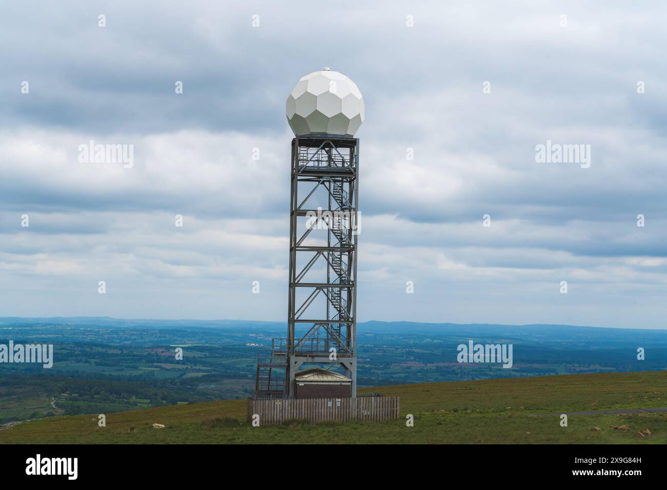 Weather radar at the summit of Titterstone Clee hill in Shropshire, UK ...