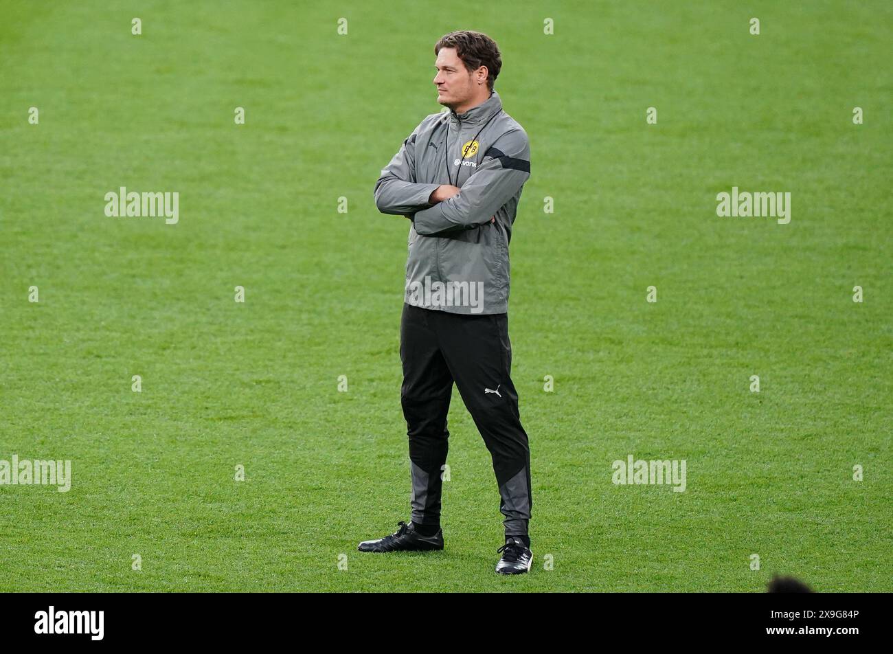 Borussia Dortmund's Edin Terzic during a training session at Wembley ...