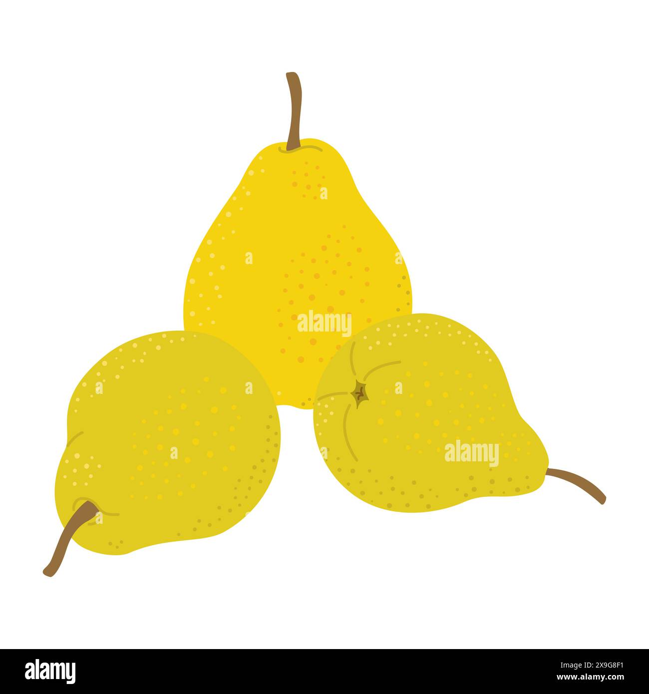 Ripe juicy pears cartoon style. Modern flat illustration juicy green ...