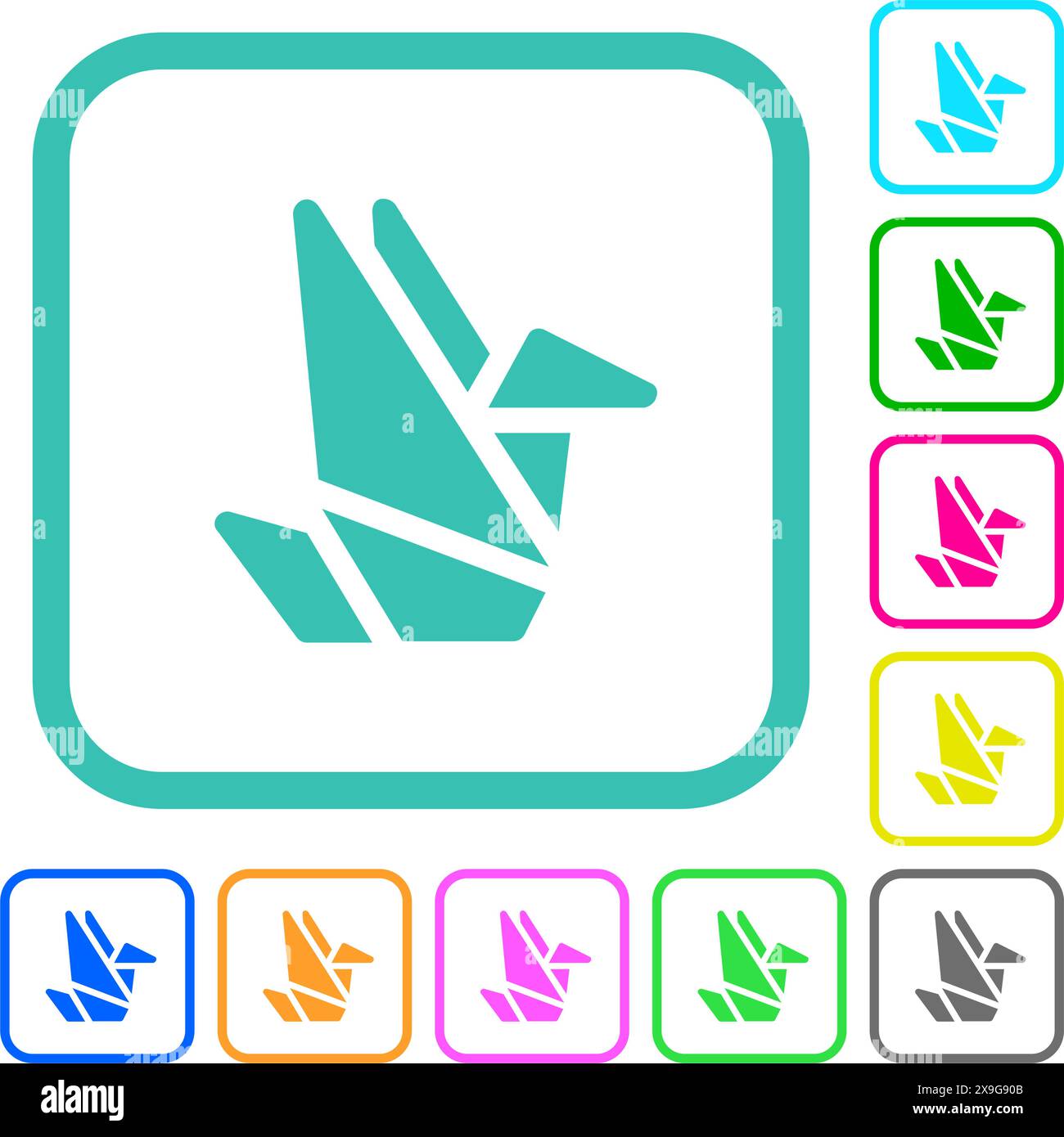 Origami solid vivid colored flat icons in curved borders on white background Stock Vector Image ...