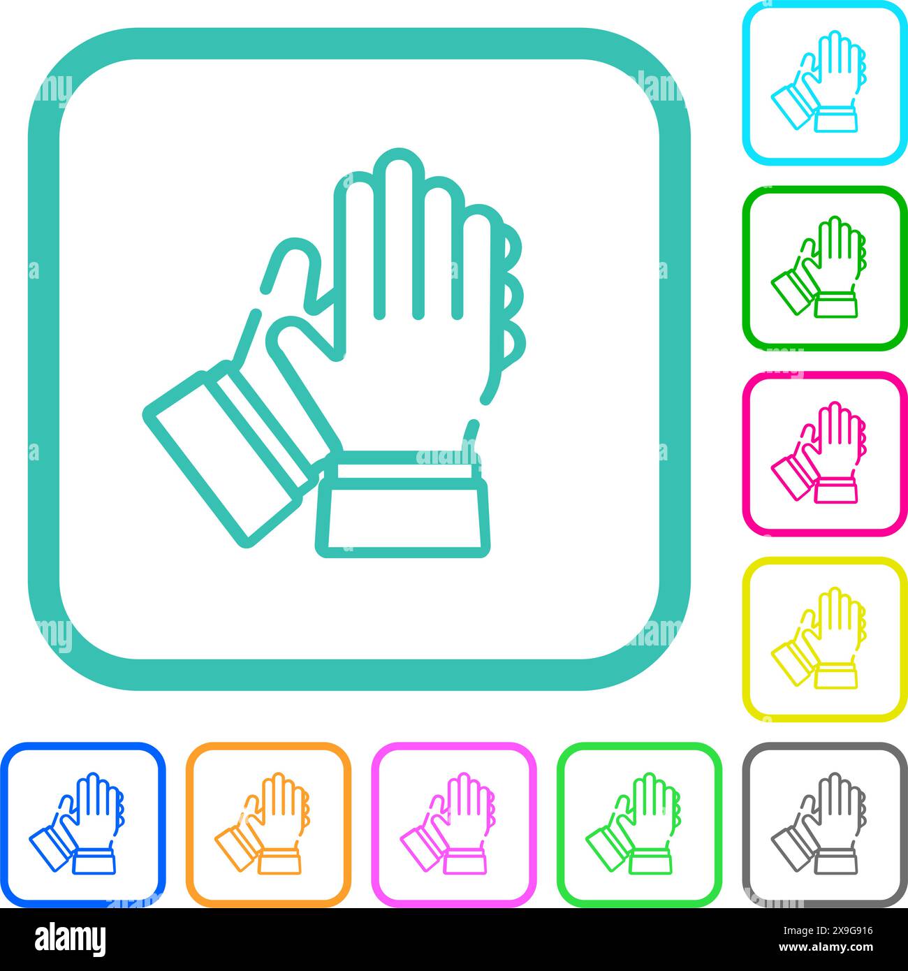 Applause outline vivid colored flat icons in curved borders on white background Stock Vector ...