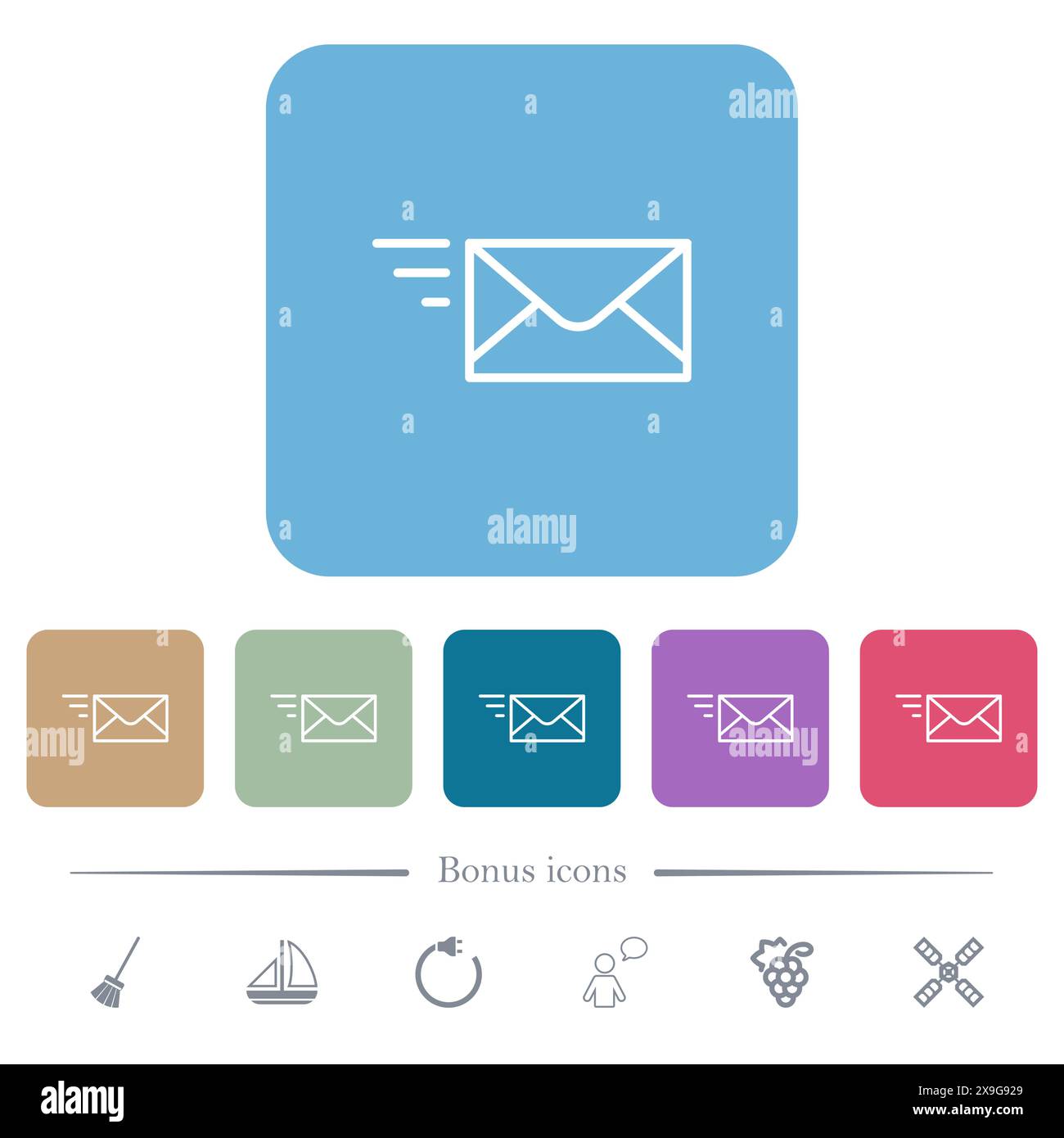 Sending mail outline white flat icons on color rounded square ...