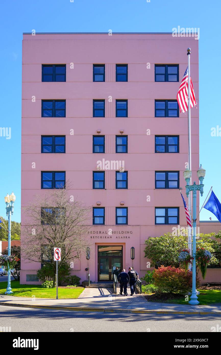 Federal Building in Alaska, USA - This pink highrise houses the US ...