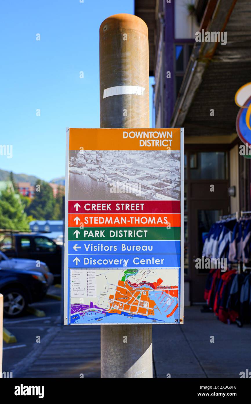 Directions sign in downtown Ketchikan, helping tourists to navigate the ...