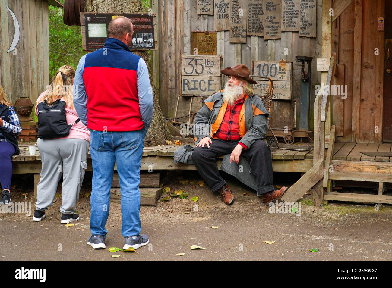 Old prospector in Liarsville, a former boomtown created in the 19th ...