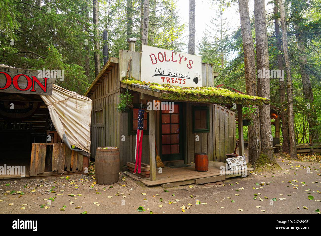 Wooden shack in Liarsville, a former boomtown created in the 19th ...