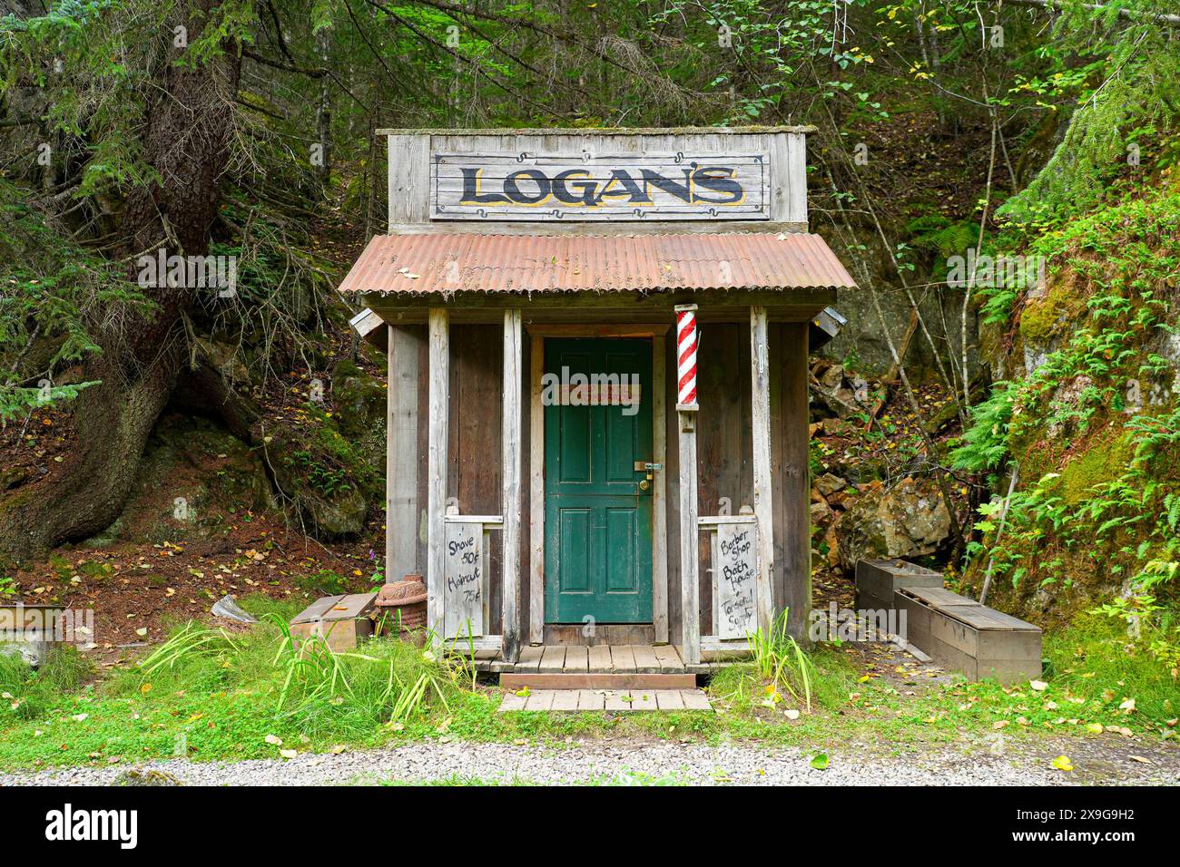 Old barber shop of Liarsville, a former boomtown created in the 19th ...
