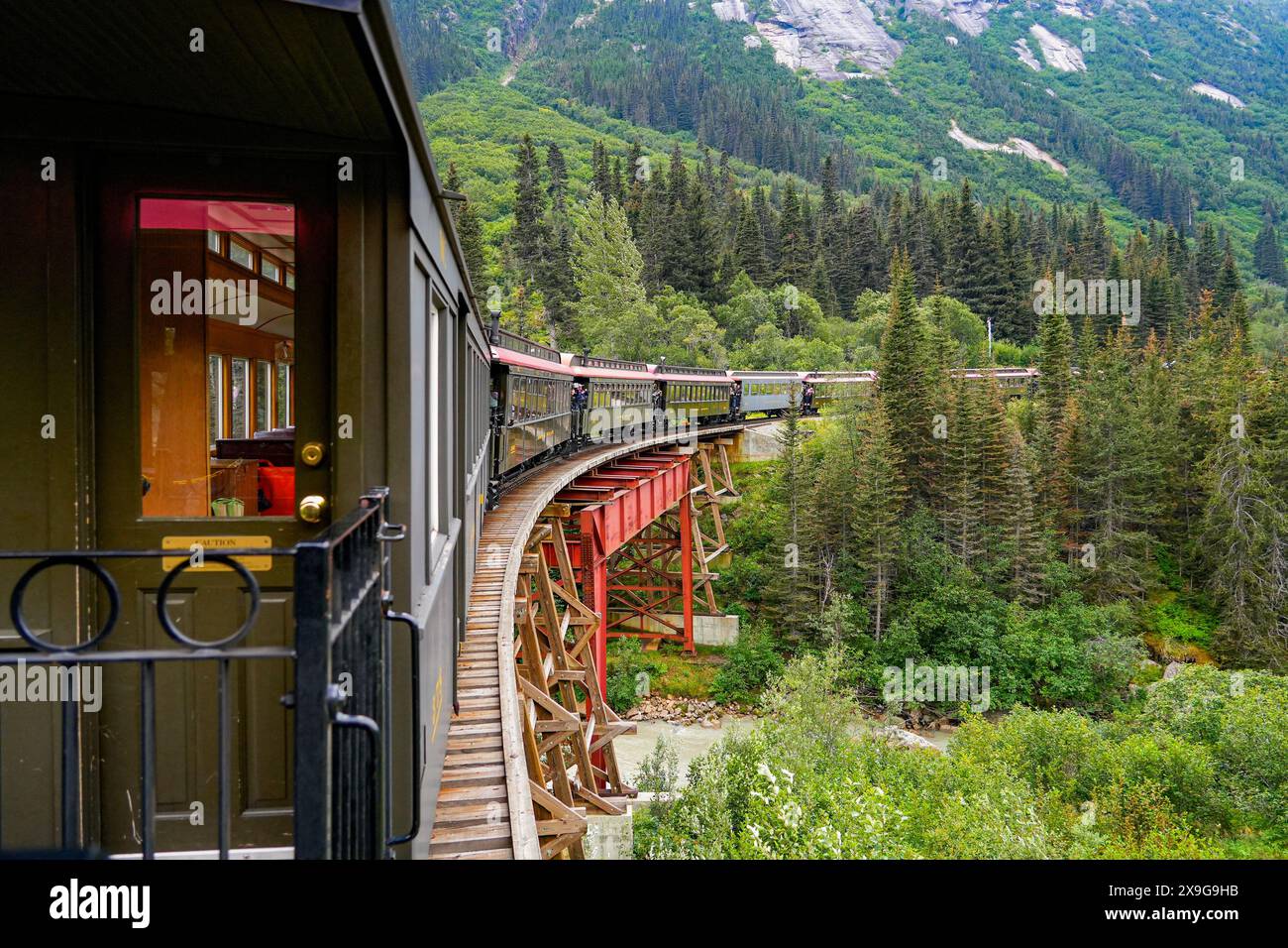 Narrow-gauge train of the White Pass and Yukon Route in the Alaskan ...