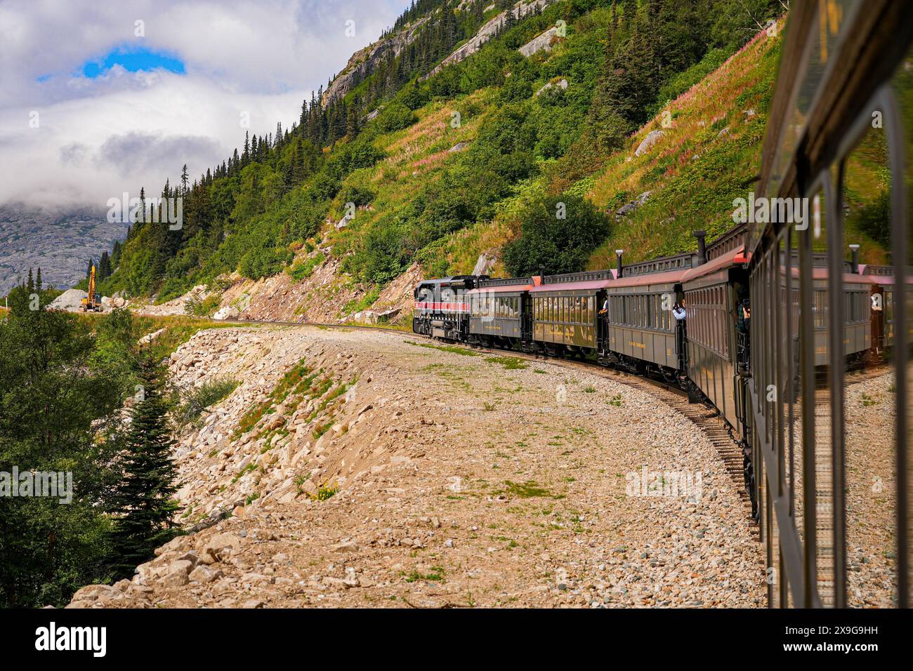 Narrow-gauge train of the White Pass and Yukon Route in the Alaskan ...