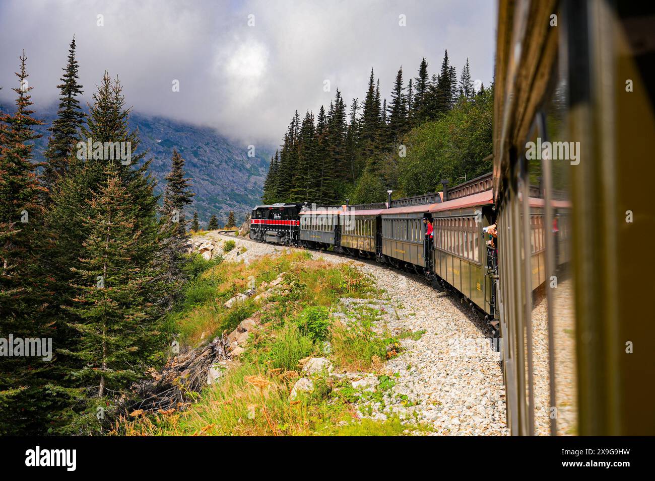 Narrow-gauge train of the White Pass and Yukon Route in the Alaskan ...
