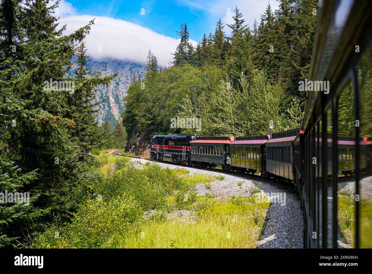 Narrow-gauge train of the White Pass and Yukon Route in the Alaskan ...