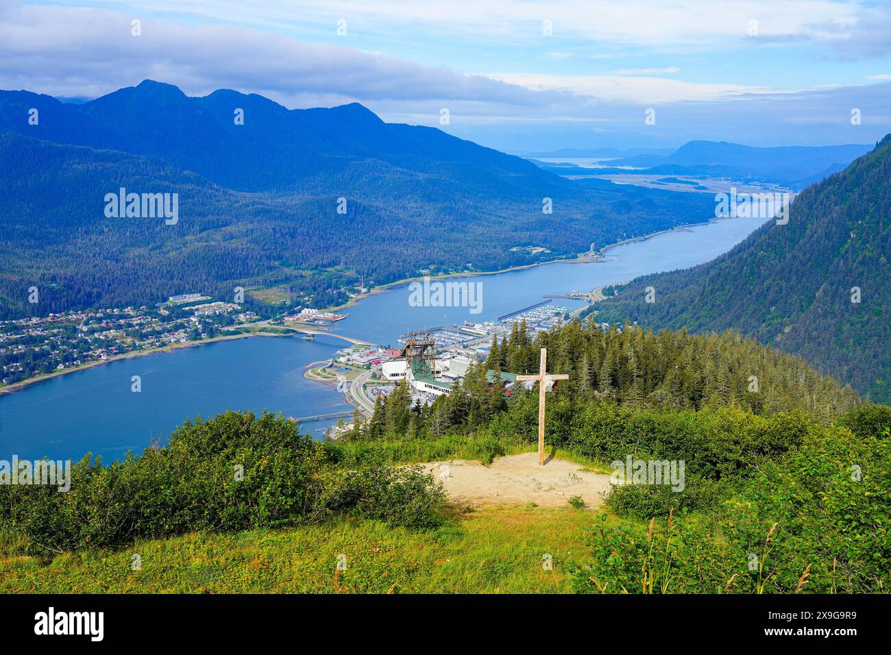 Father Brown's Cross on top of Mount Roberts above Juneau, the capital ...