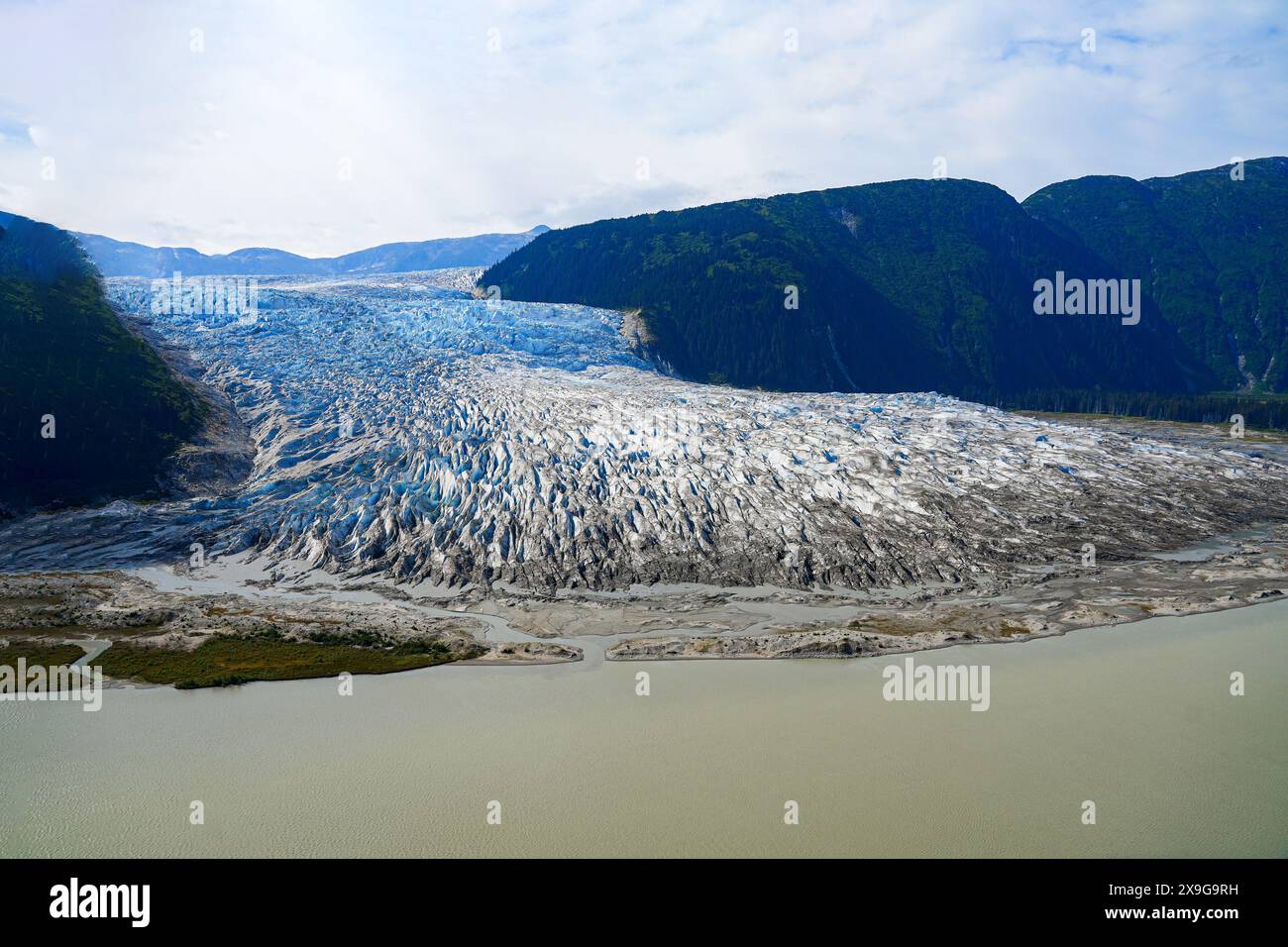 Aerial view of the Taku Glacier which is part of the Juneau Icefield in ...