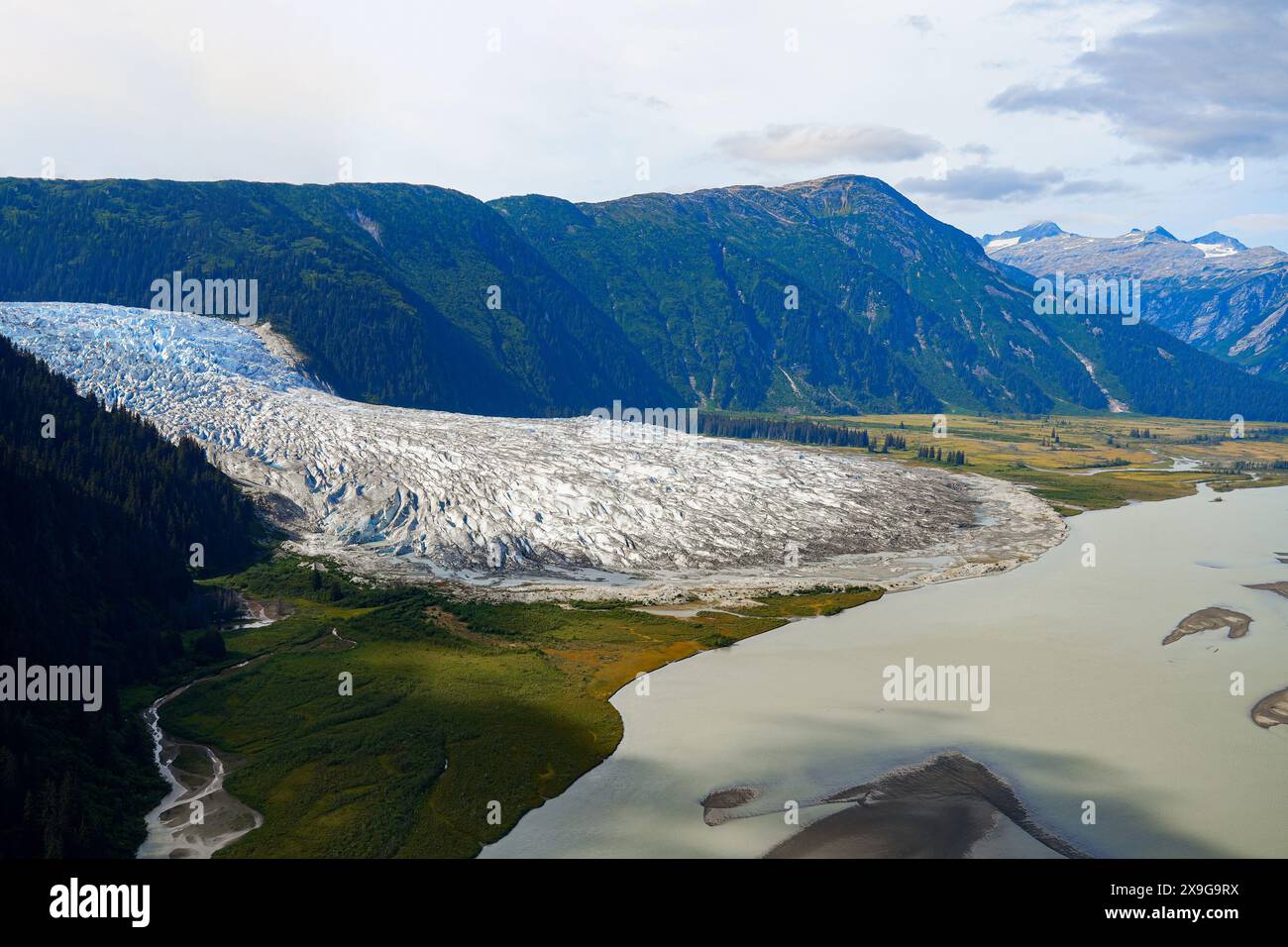Aerial view of the Taku Glacier which is part of the Juneau Icefield in ...