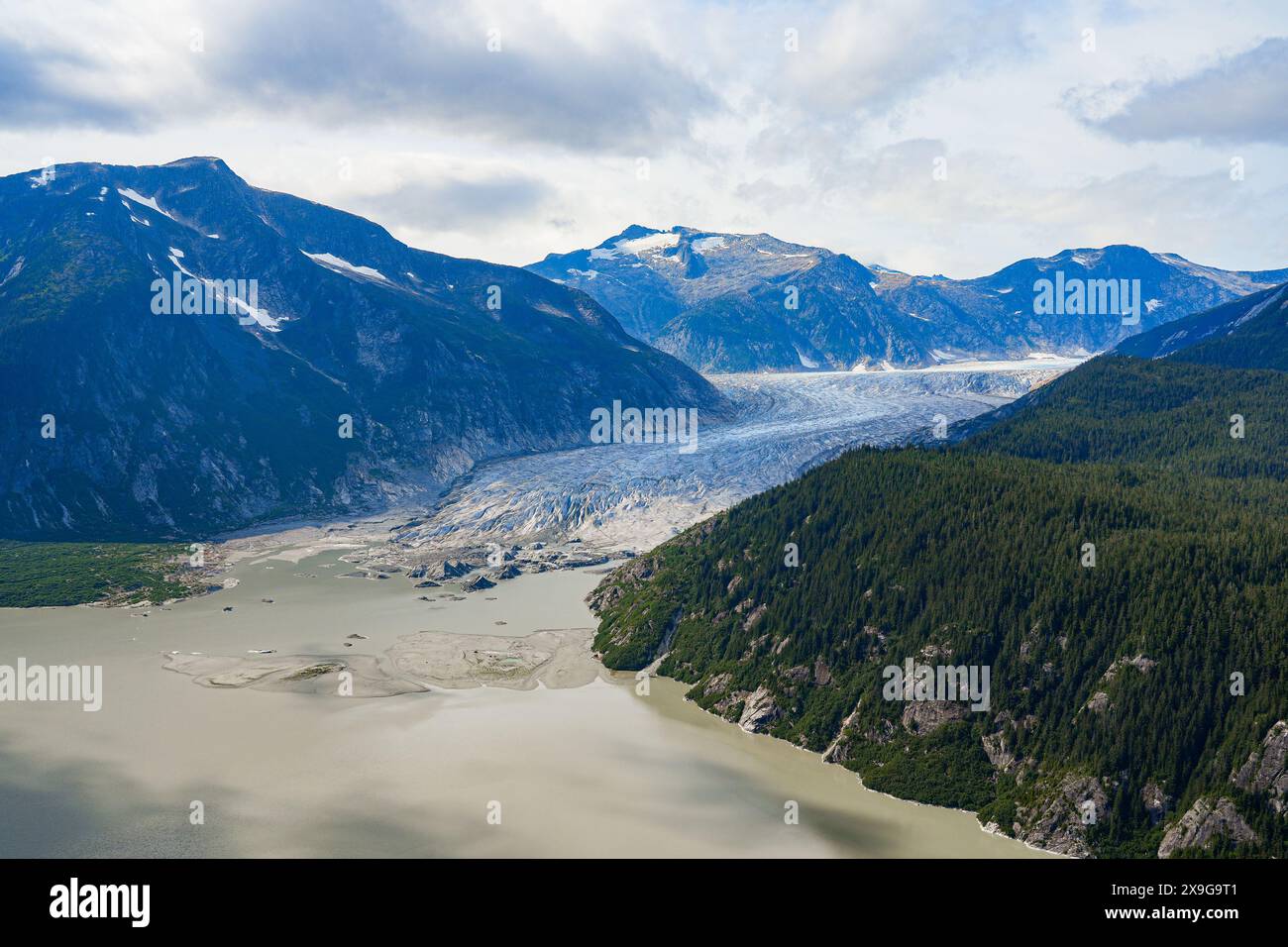 Aerial view of the Taku Glacier which is part of the Juneau Icefield in ...