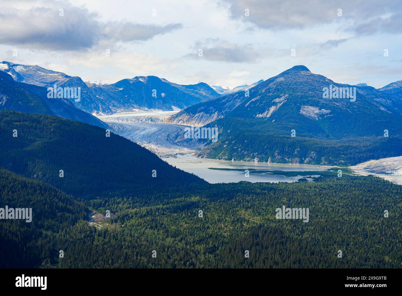 Aerial view of the Taku Glacier which is part of the Juneau Icefield in ...