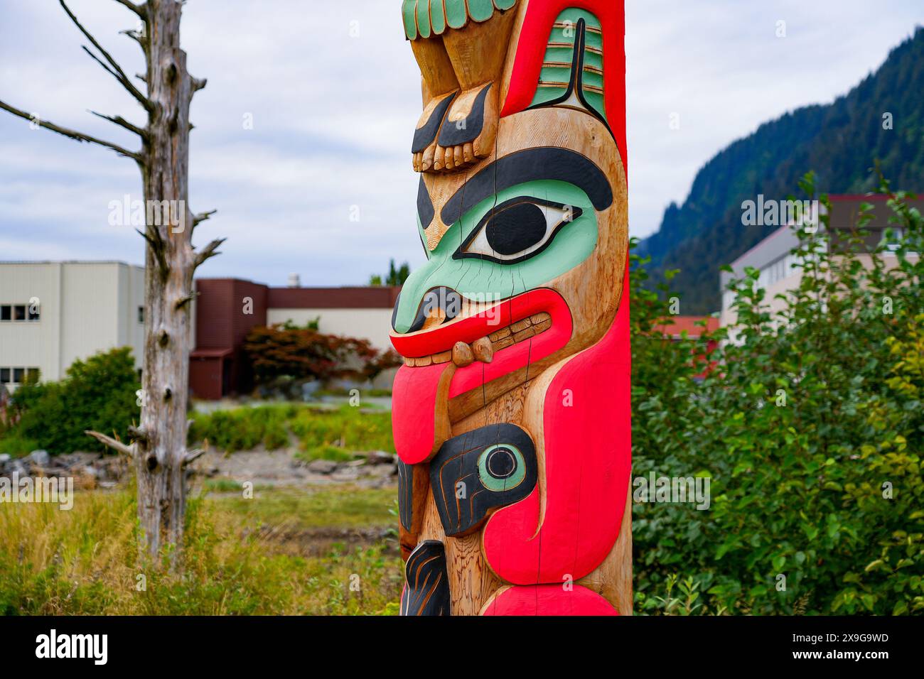 Native American totem pole on the seawalk in Overstreet Park on the ...