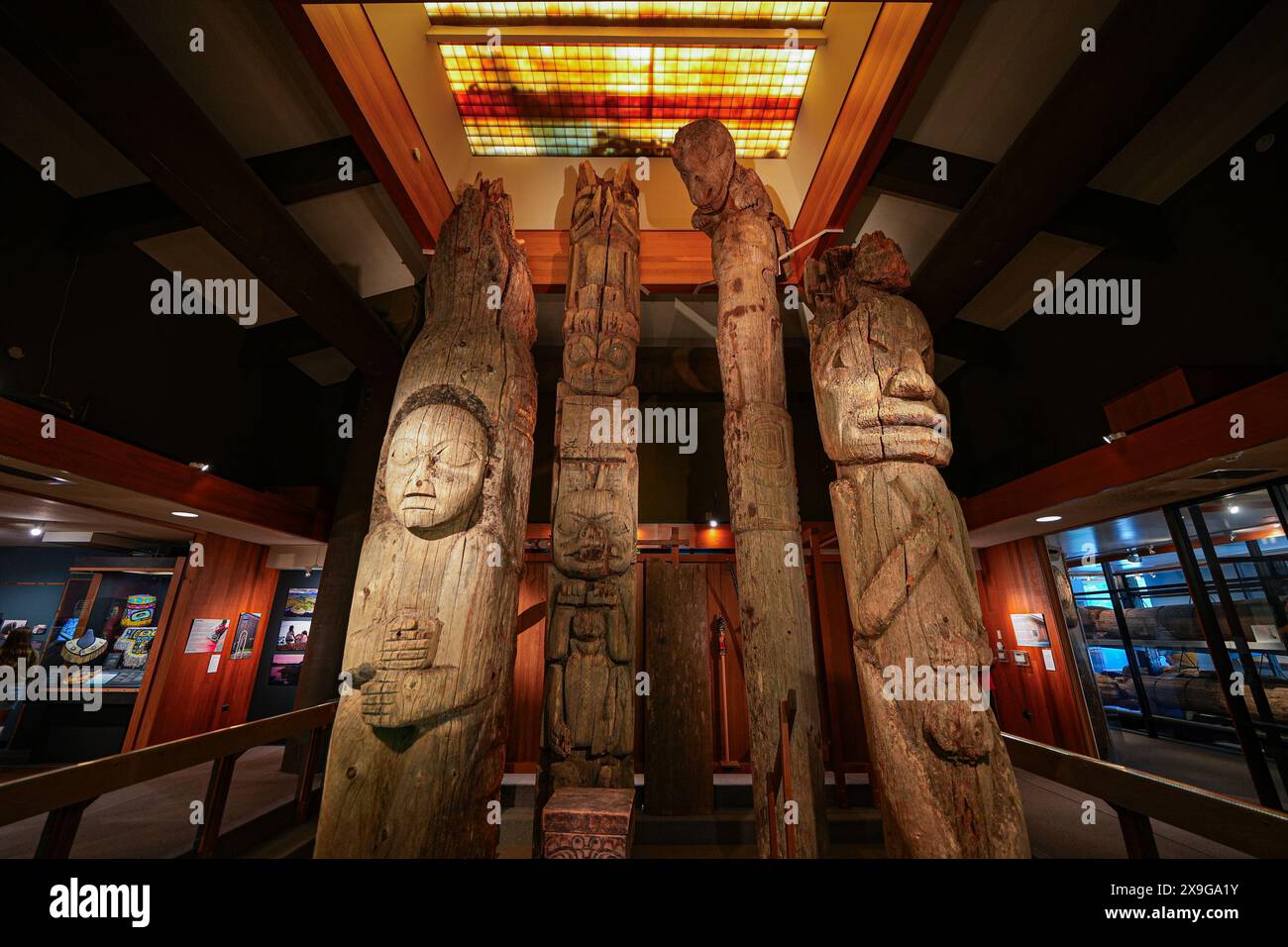 Old preserved Tlingit and Haida totem poles exhibited in the Totem ...