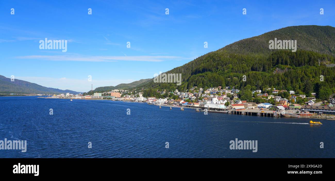 Panoramic view of the waterfront of Ketchikan, the southernmost city in ...
