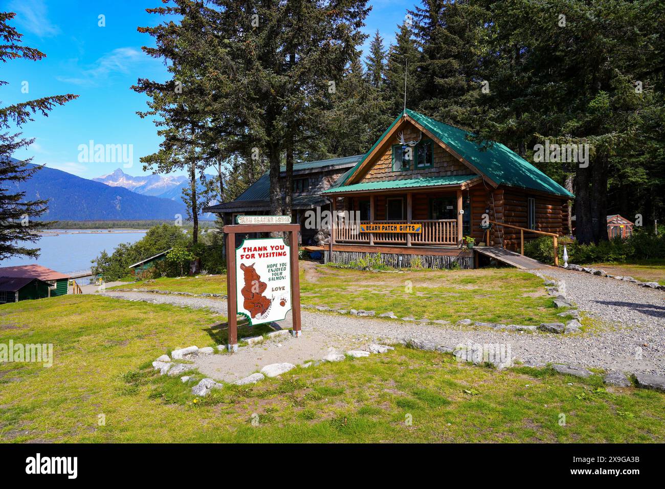 Log house of the Historic Taku Glacier Lodge, a wooden cabin located on ...
