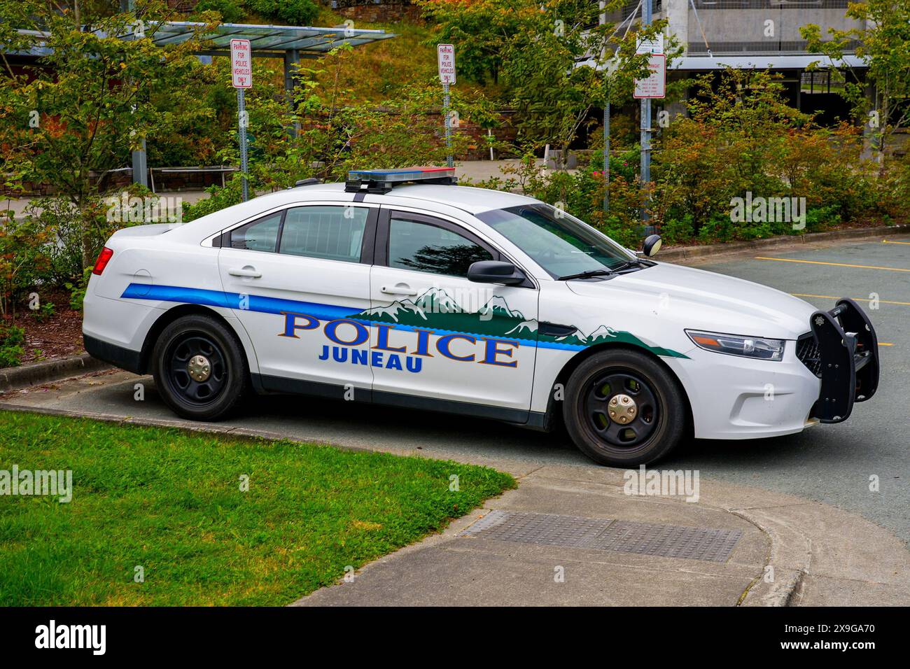 Juneau police car parked in downtown Juneau, Alaska, USA Stock Photo ...
