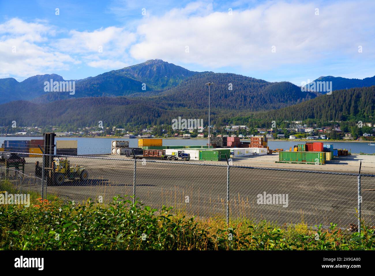 Shipping containers in the commercial harbor of Juneau, the capital ...