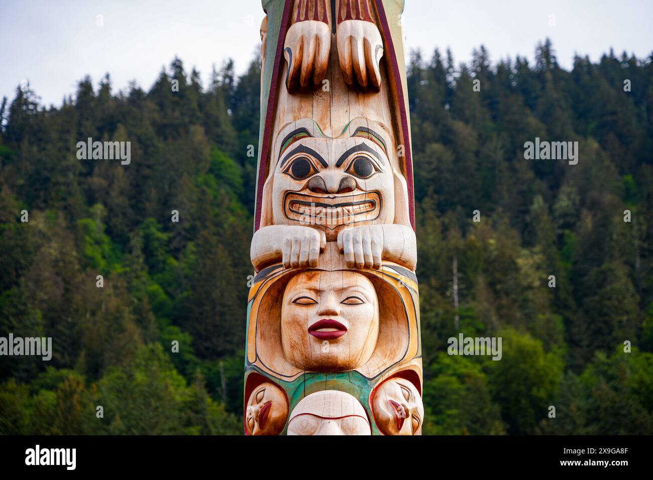 Bear representation on a Native American totem pole in Juneau, capital ...