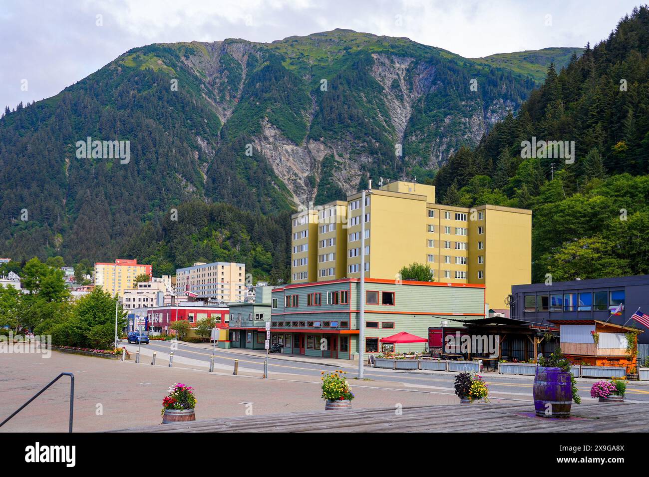 Street of downtown Juneau, the capital city of Alaska, USA Stock Photo ...