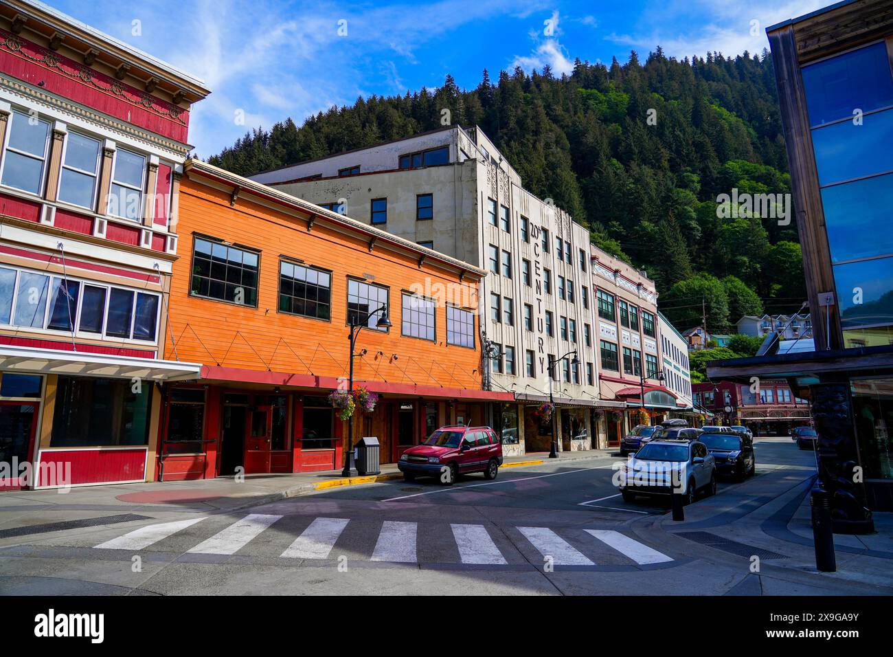 Front Street in downtown Juneau, the capital city of Alaska, USA Stock ...