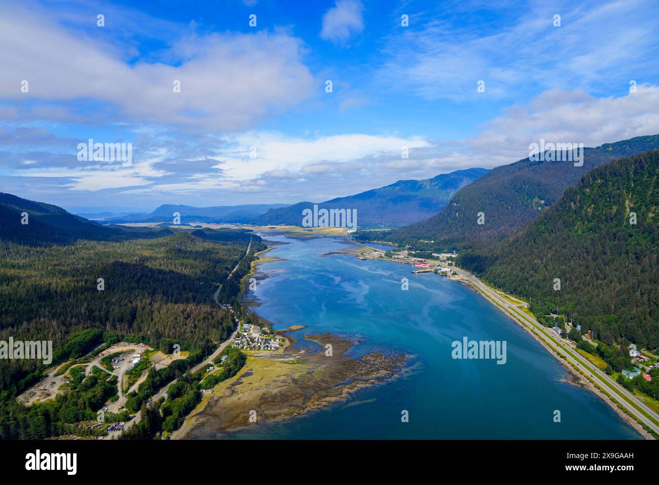Panoramic view of the Gastineau Channel in Twin Lakes north of Juneau ...