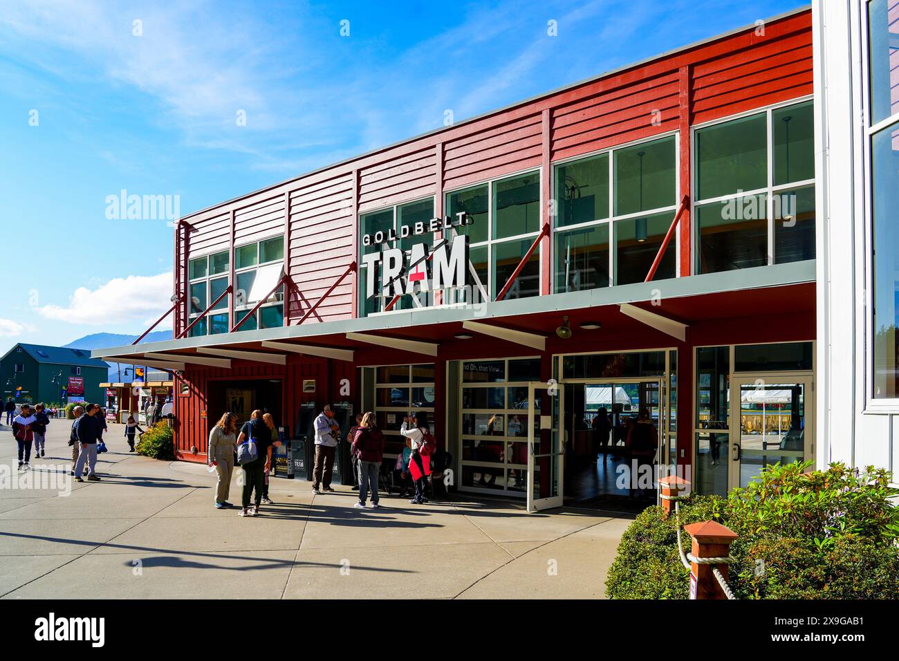 Lower station of the Goldbelt Tram cable-car ascending Mount Roberts ...