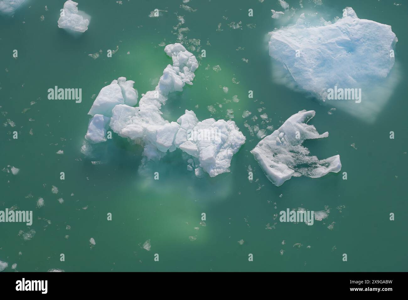 Floating iceberg drifting away from South Sawyer Glacier at the end of ...