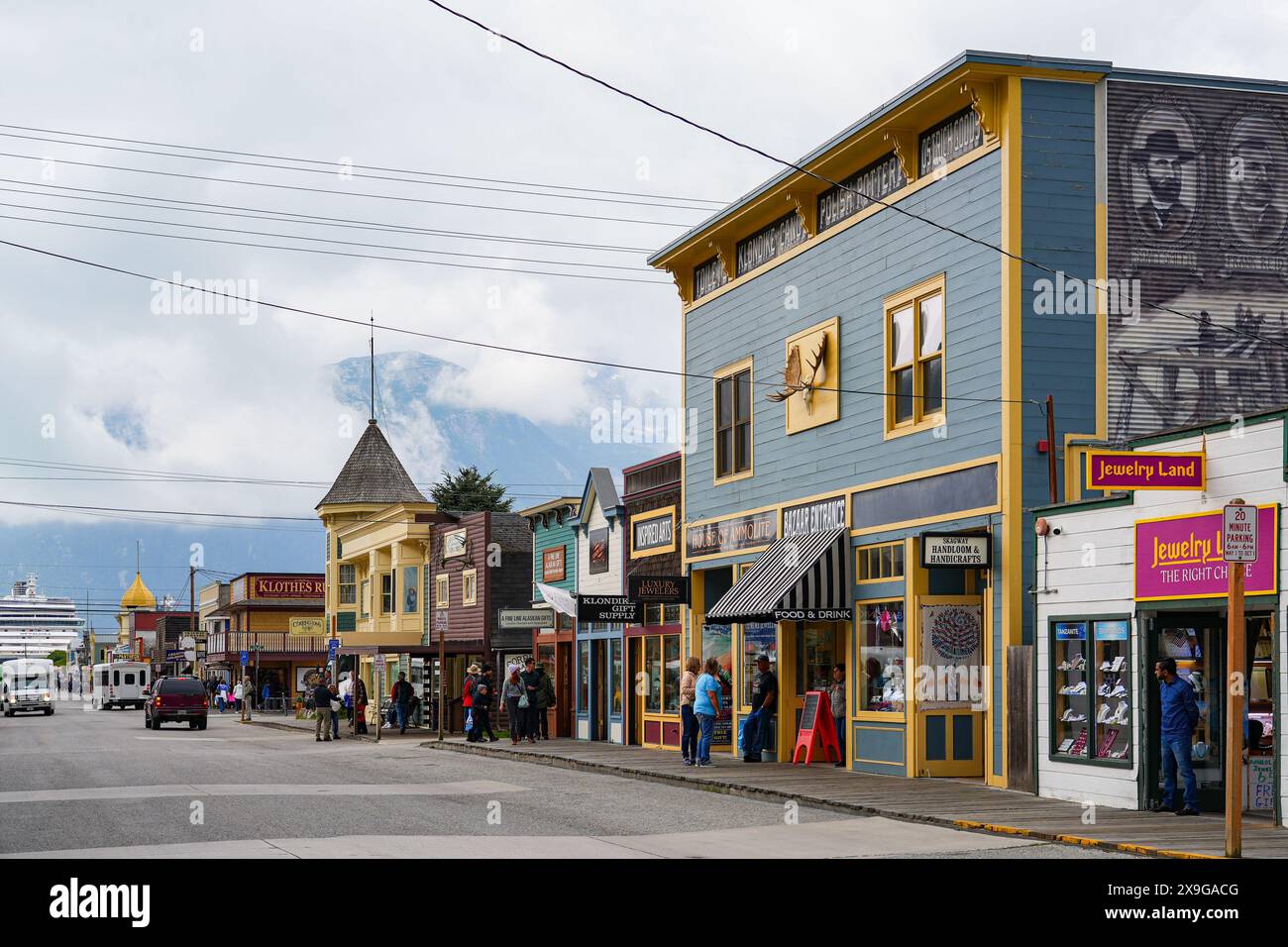Old city center of Skagway, Alaska - Vintage storefronts in the ...
