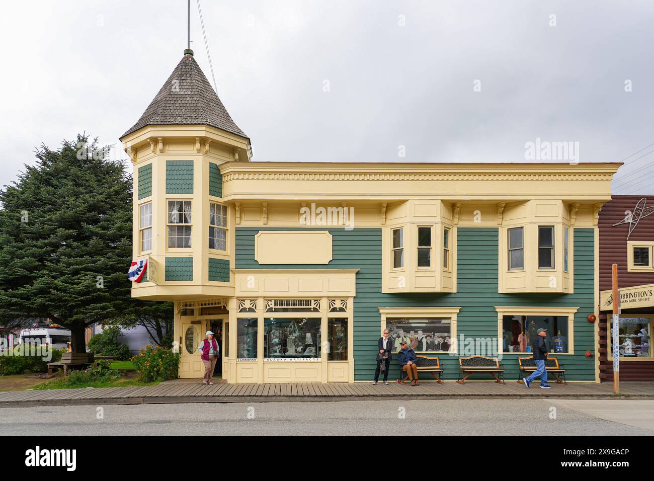 Old city center of Skagway, Alaska - Vintage building in the Klondike ...