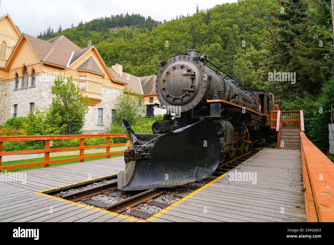 Locomotive of an old White Pass Railroad train in Skagway, Alaska ...