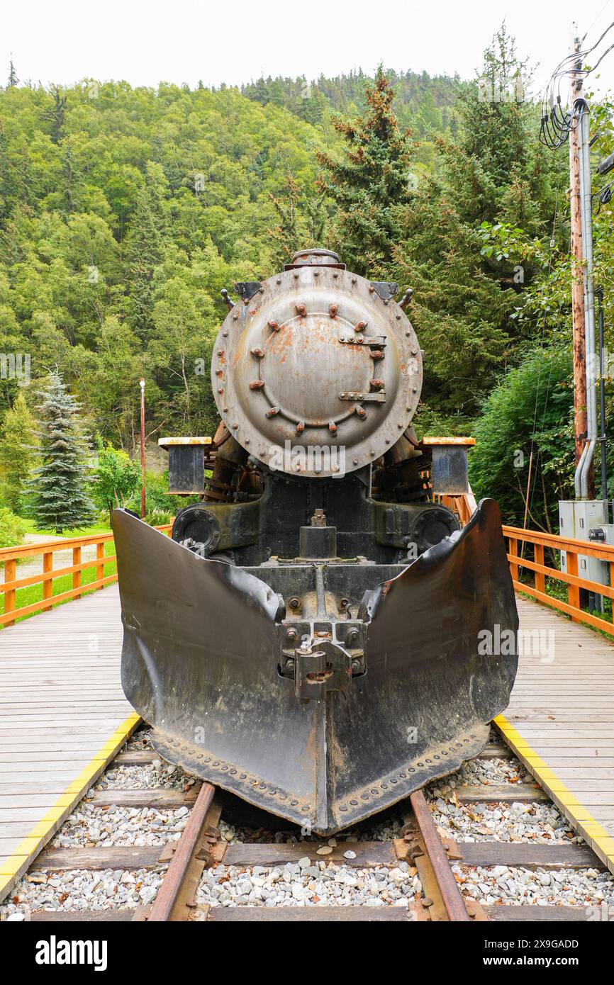 Locomotive of an old White Pass Railroad train in Skagway, Alaska ...