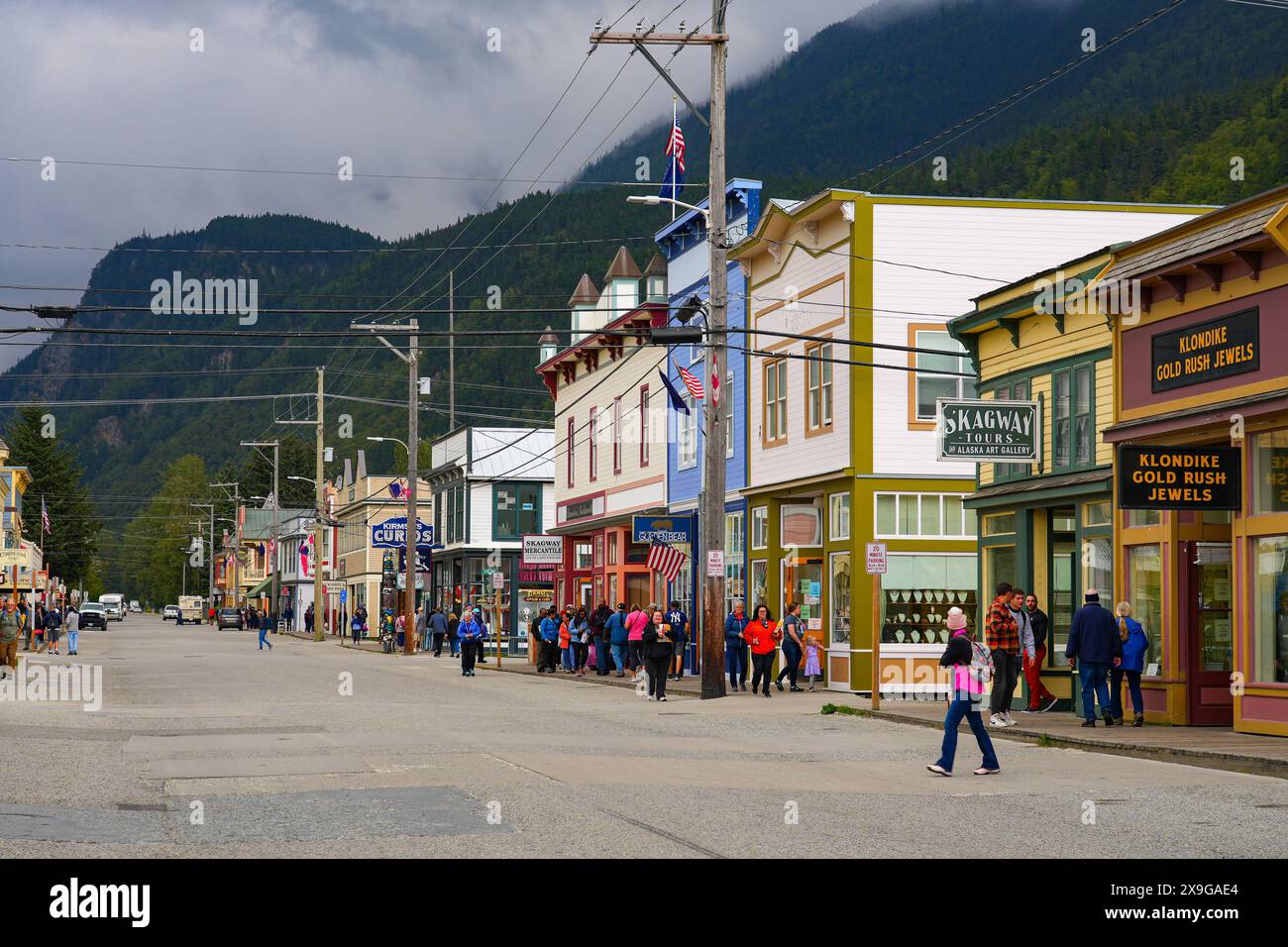 Old city center of Skagway, Alaska - Vintage storefronts in the ...