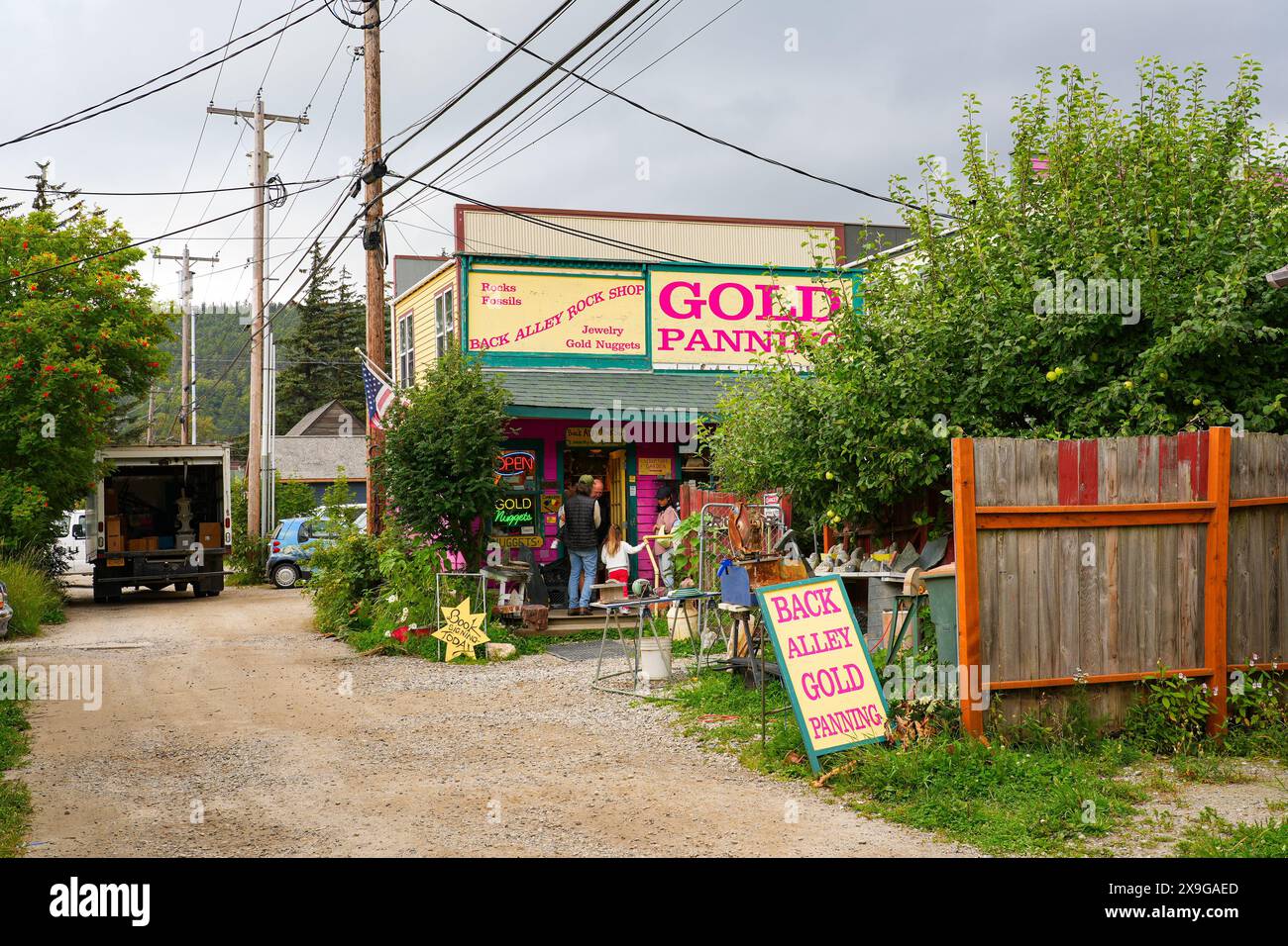 Old city center of Skagway, Alaska - Vintage storefront of the Back ...