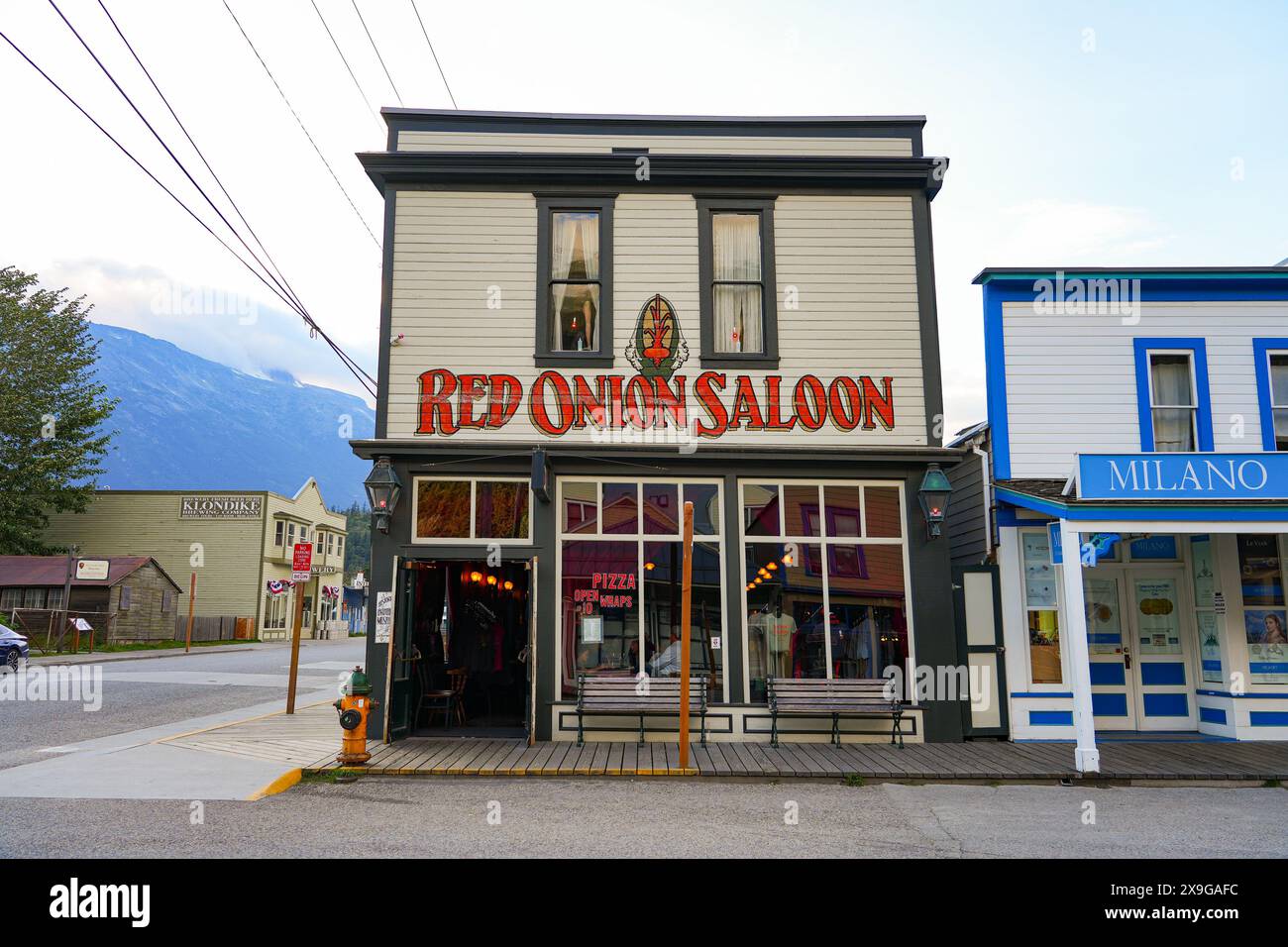 Facade of the Red Onion Saloon in Skagway, Alaska - Vintage storefront ...