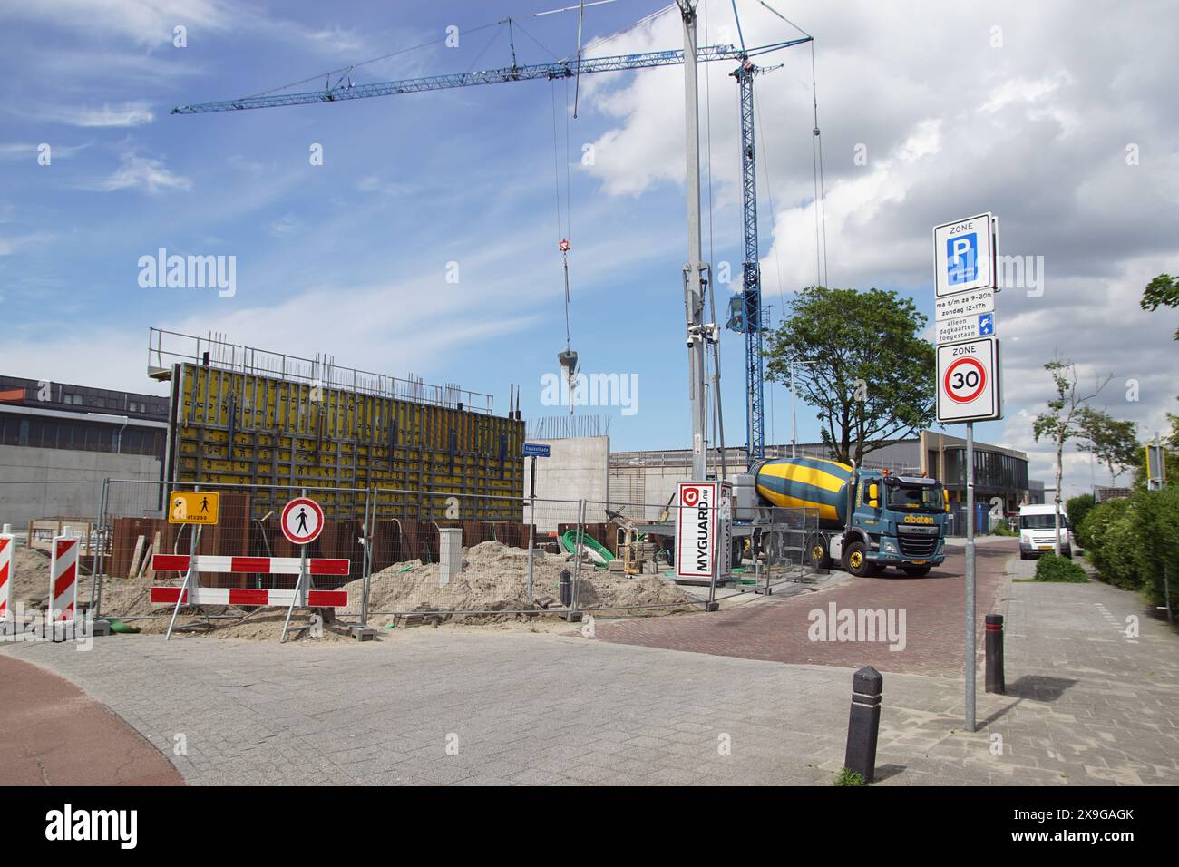 Construction site for new construction project Overstaete in the Dutch ...