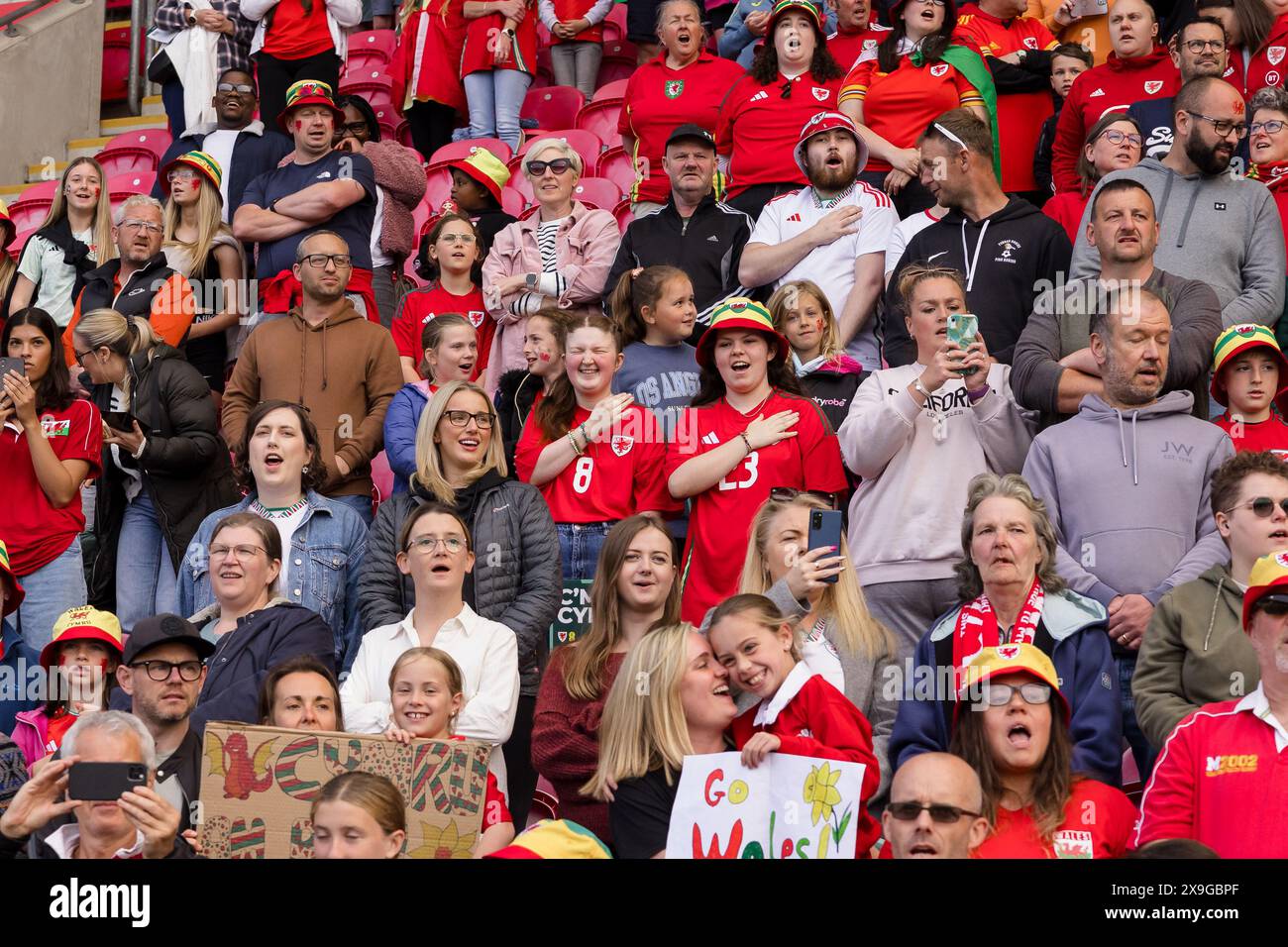 LLANELLI, WALES - 31 MAY 2024: Wales fans during the UEFA Women’s Euro ...