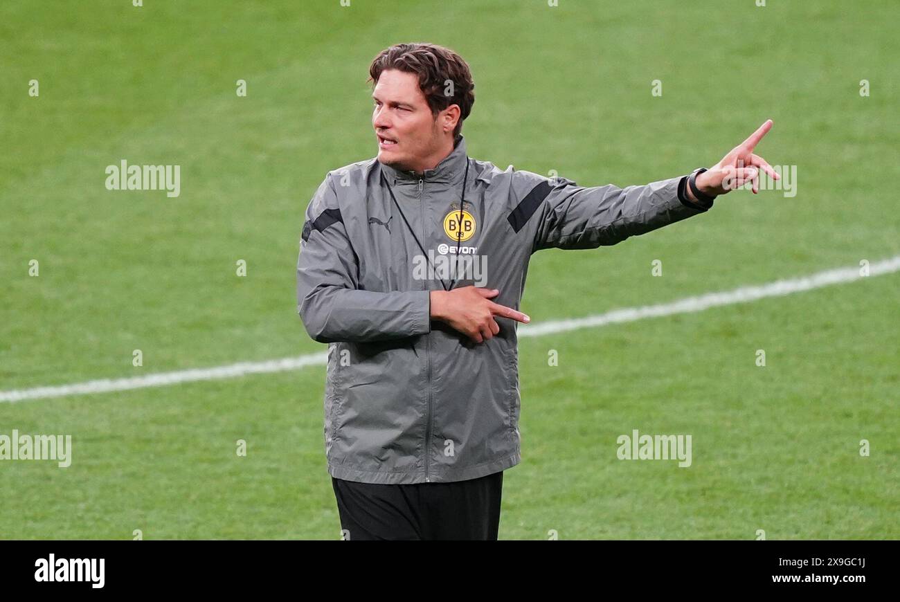 Borussia Dortmund's Edin Terzic during a training session at Wembley ...