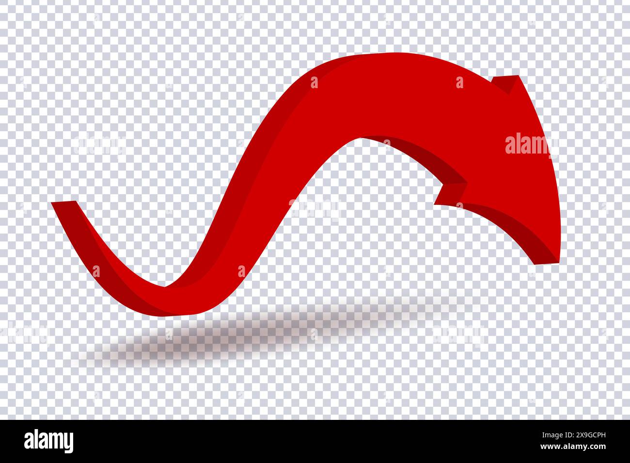 Abstract Curved Red Arrow. Market movements creative concept charts ...
