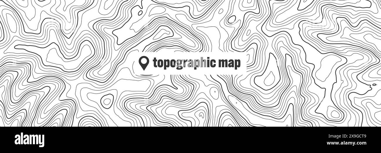 Topographic map with contour lines. Geographic terrain grid, relief height elevation. Ground ...