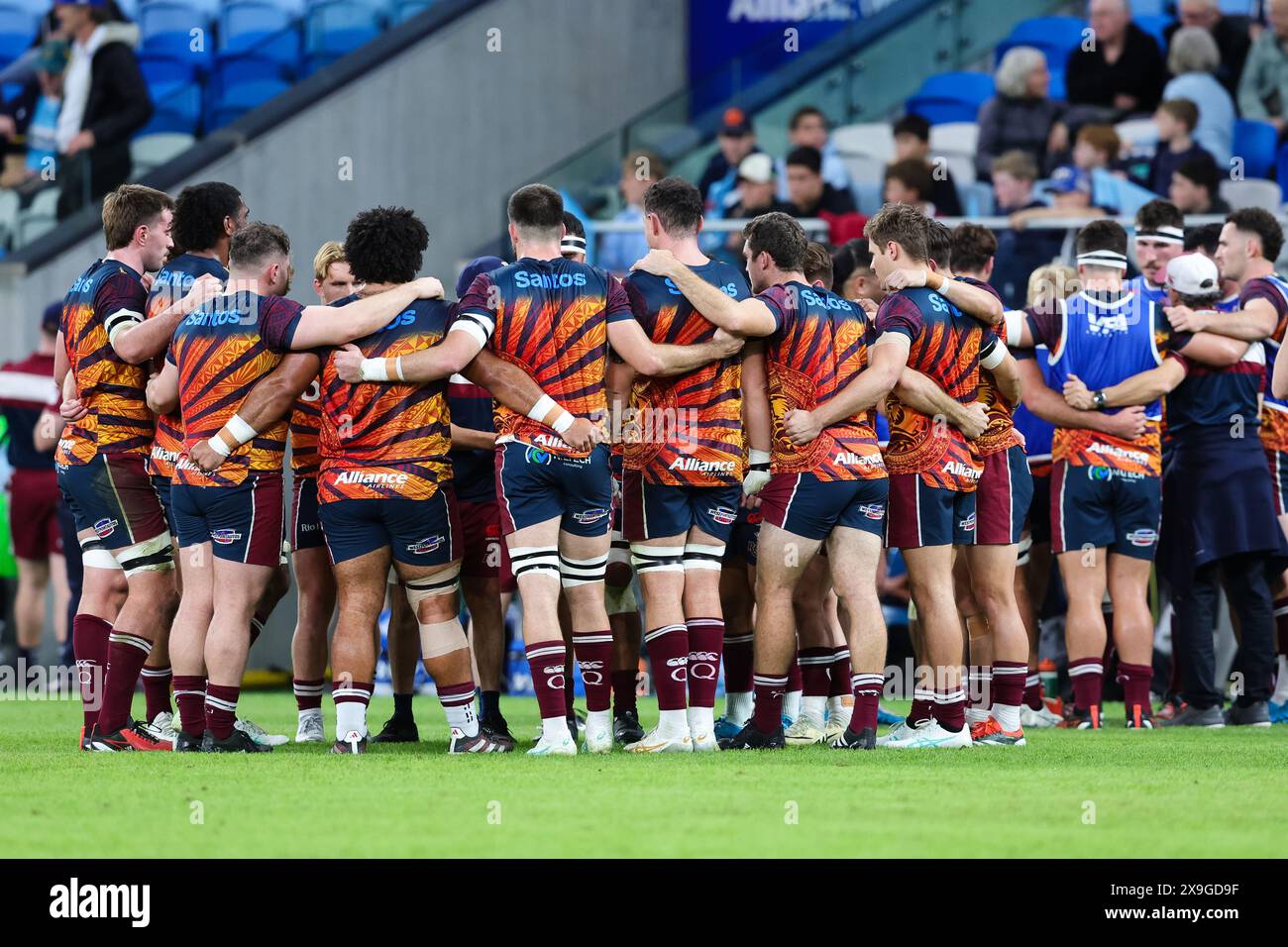 Sydney, Australia, 31 May, 2024. Queensland Reds players in a huddle ...