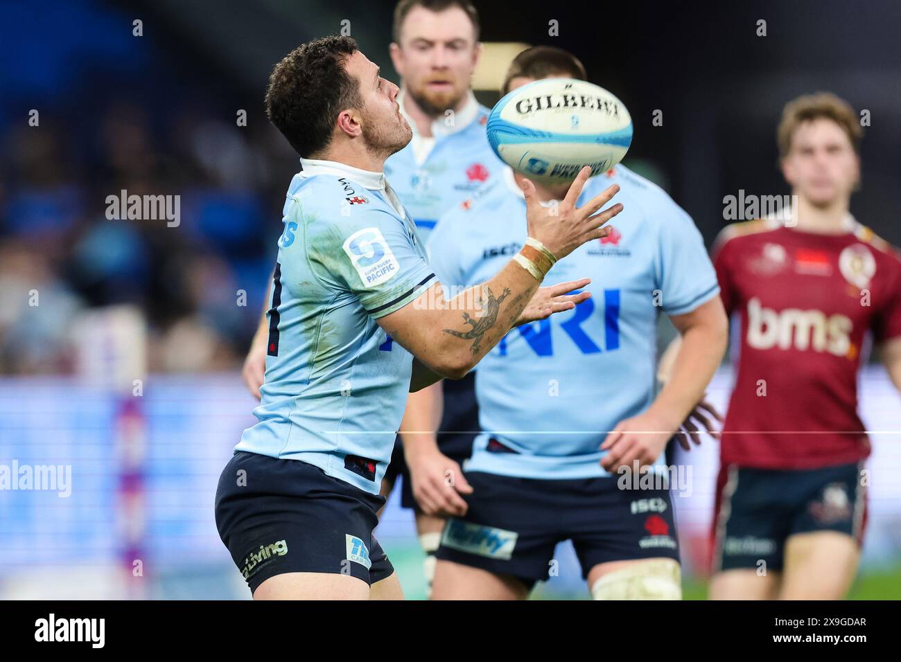 Sydney, Australia, 31 May, 2024. Dylan Pietsch of the Waratahs catches ...