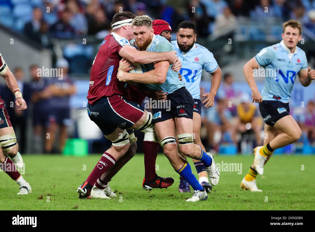 Sydney, Australia, 31 May, 2024. Lachlan Swinton of the Waratahs runs ...