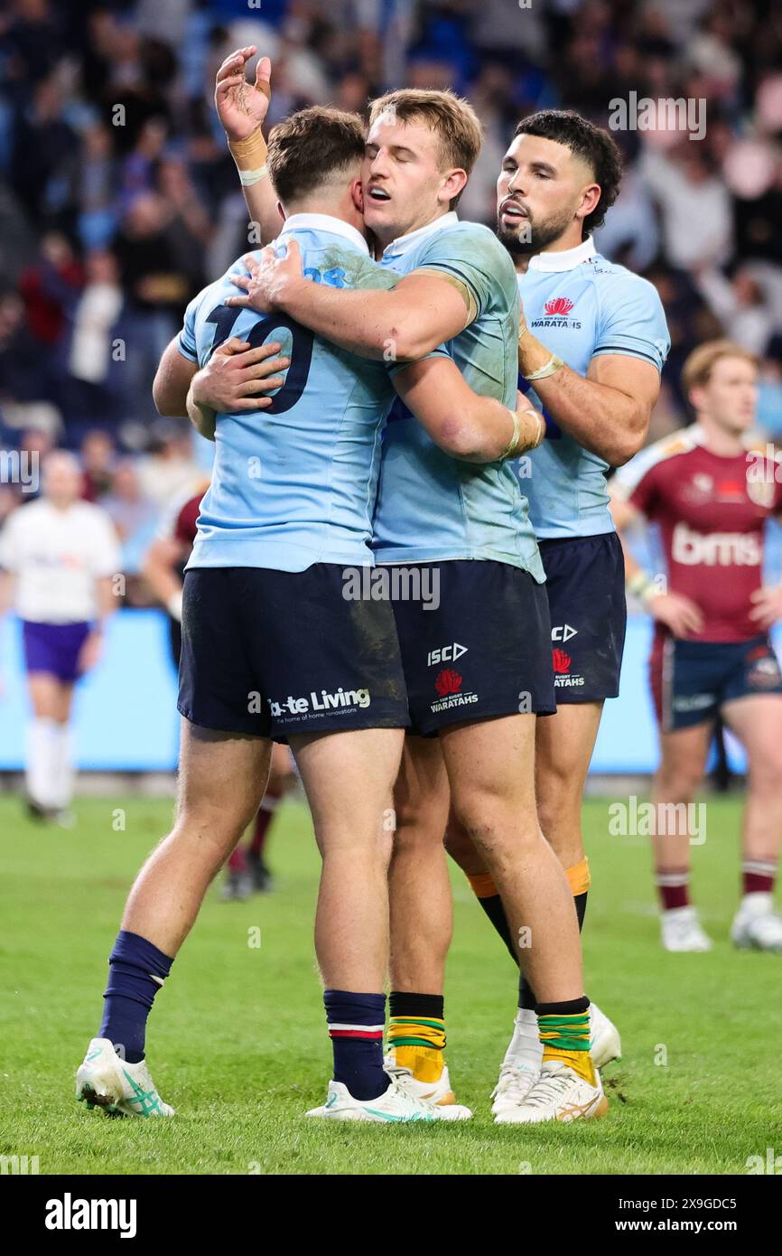 Sydney, Australia, 31 May, 2024. Jack Bowen of the Waratahs celebrates ...